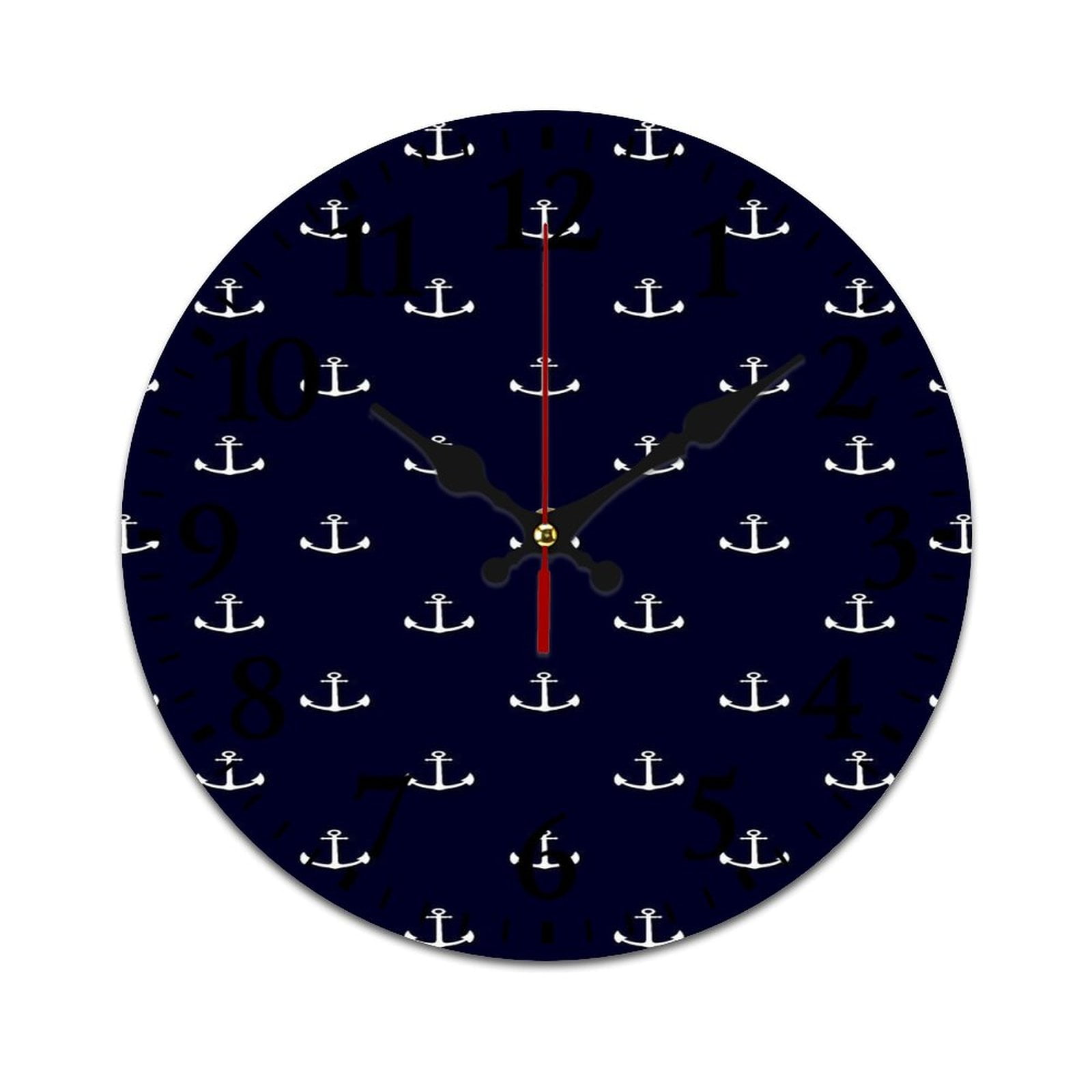 Anchor Pattern Wall Clock Modern Design Clocks Wall Hanging Home Office ...
