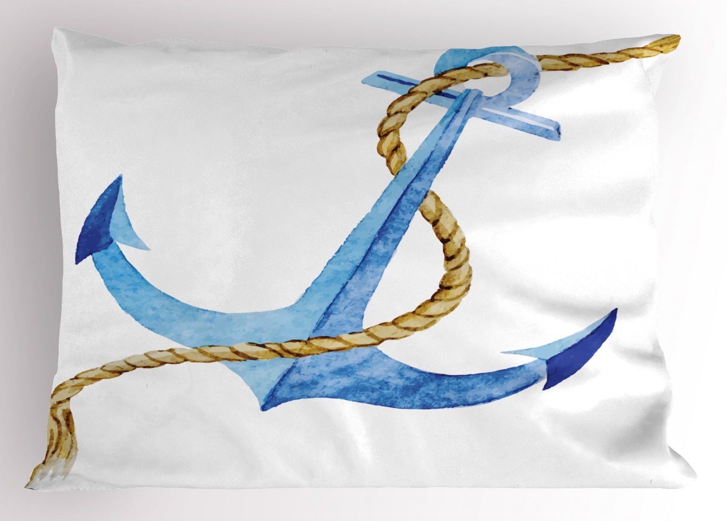 Anchor Pillow Sham Watercolor Beach Things Artistic Coastal Design ...
