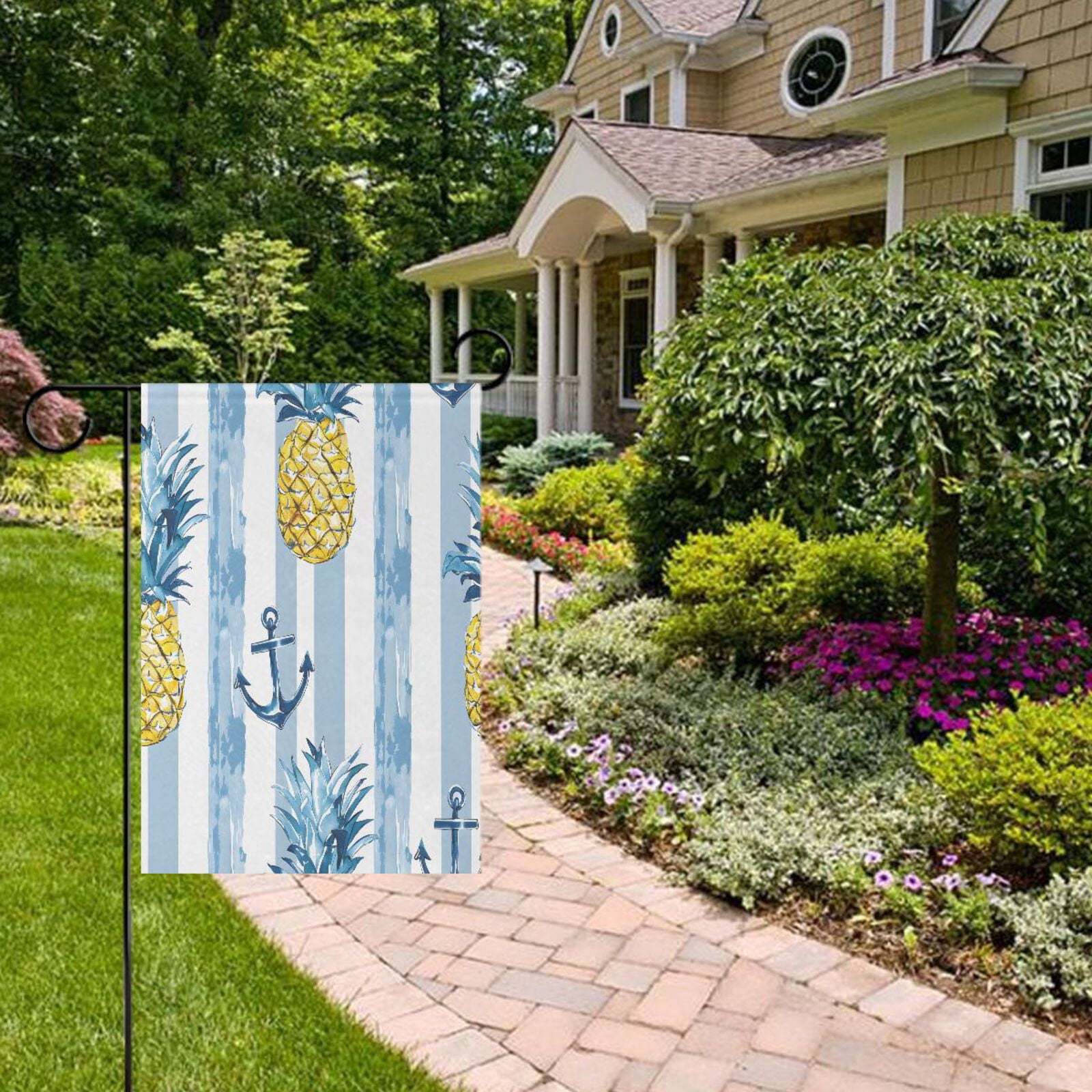 Anchor Pineapple Striped Garden Flag Double Sided 12 x 18 Inch Outside ...