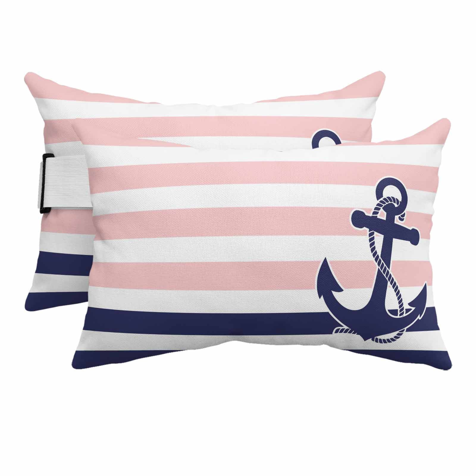Anchor Pink Outdoor Pillows for Chaise Lounge Chair Beach Headrest ...
