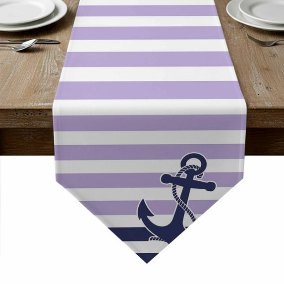 Anchor Purple Table Runner Linen Burlap Table Runner 48 Inches Long ...