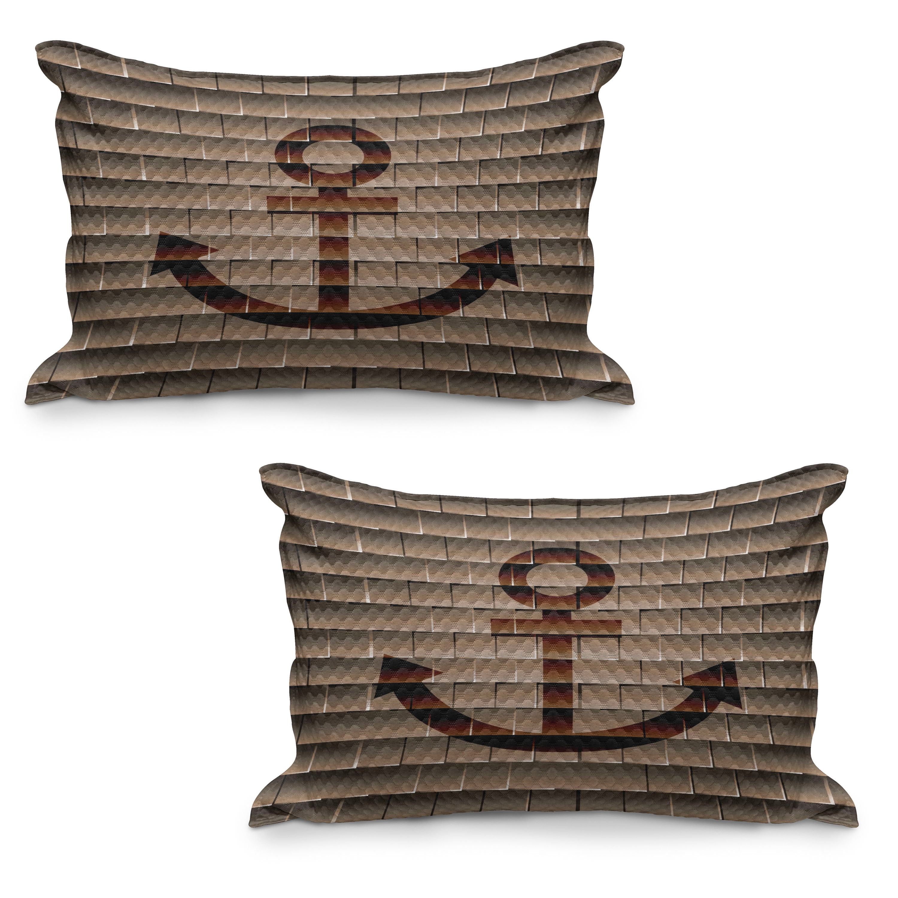 Anchor Quilted Pillowcover Set of 2, Digital Nautical Anchor on Square ...
