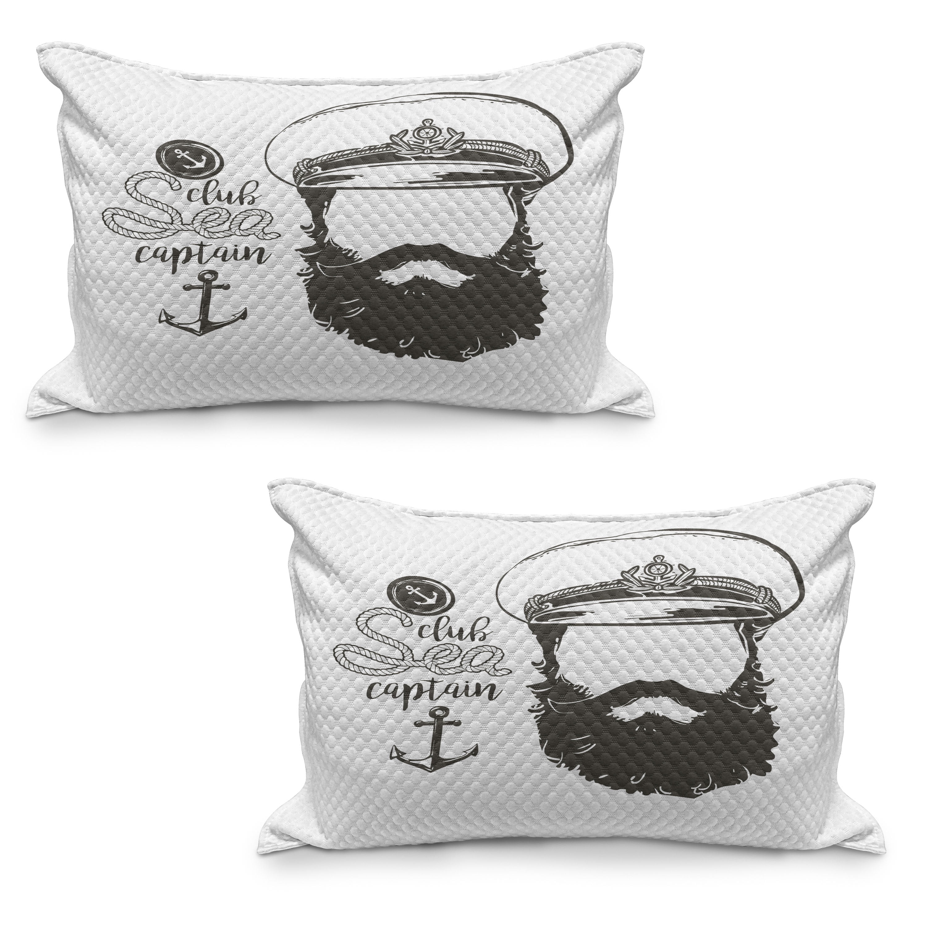 Anchor Quilted Pillowcover Set of 2, Portrait of a Faceless Captain ...