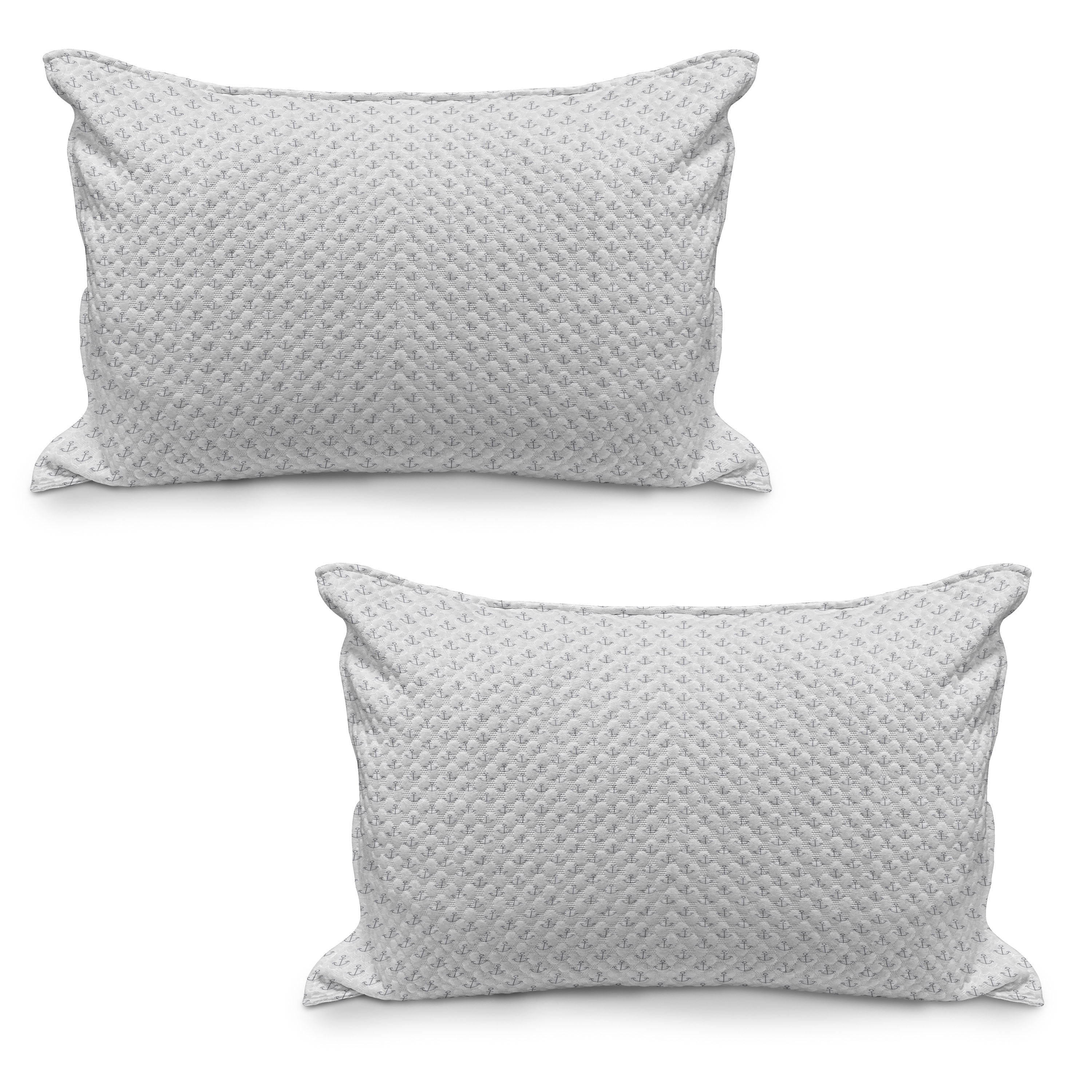 Anchor Quilted Pillowcover Set of 2, Simple with Ocean Inspired Wave ...