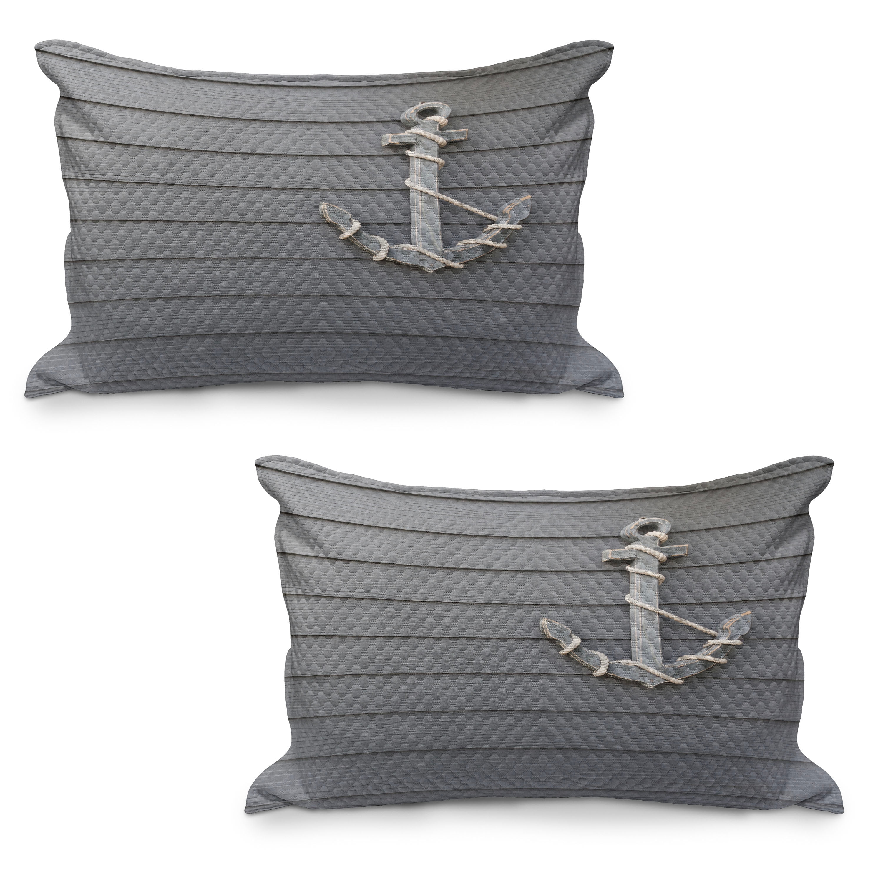 Anchor Quilted Pillowcover Set of 2, Wooden Marine Shapes on the Wall ...