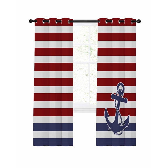 Anchor Red Blackout Curtains 45 Inches Long for Bedroom, Modern Navy ...