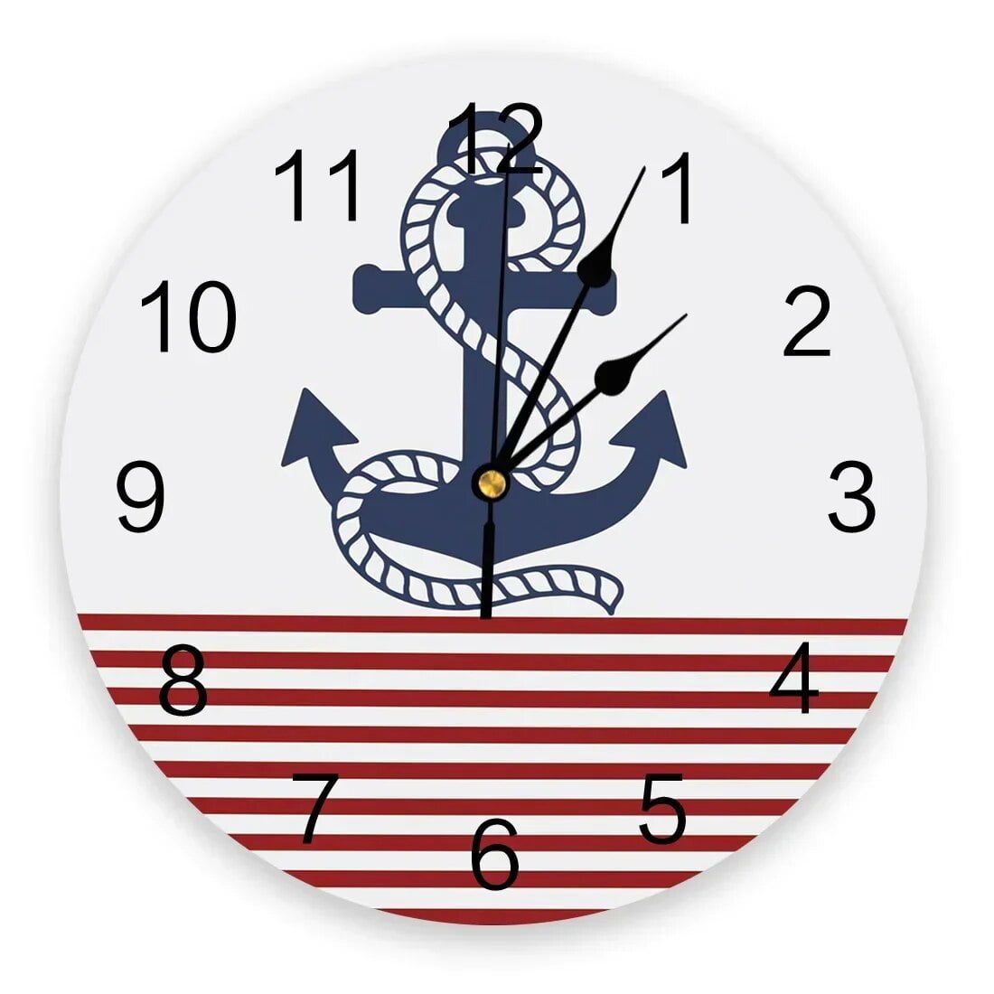 Anchor Red Stripes 3d Wall Clock Modern Design Farmhouse Decor Kitchen ...