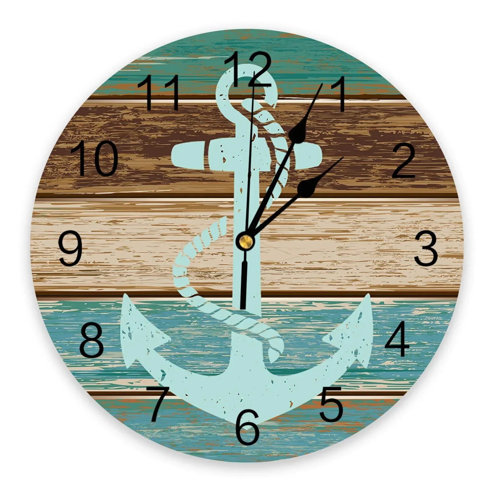 Anchor Red Stripes 3d Wall Clock Modern Design Farmhouse Decor Kitchen ...