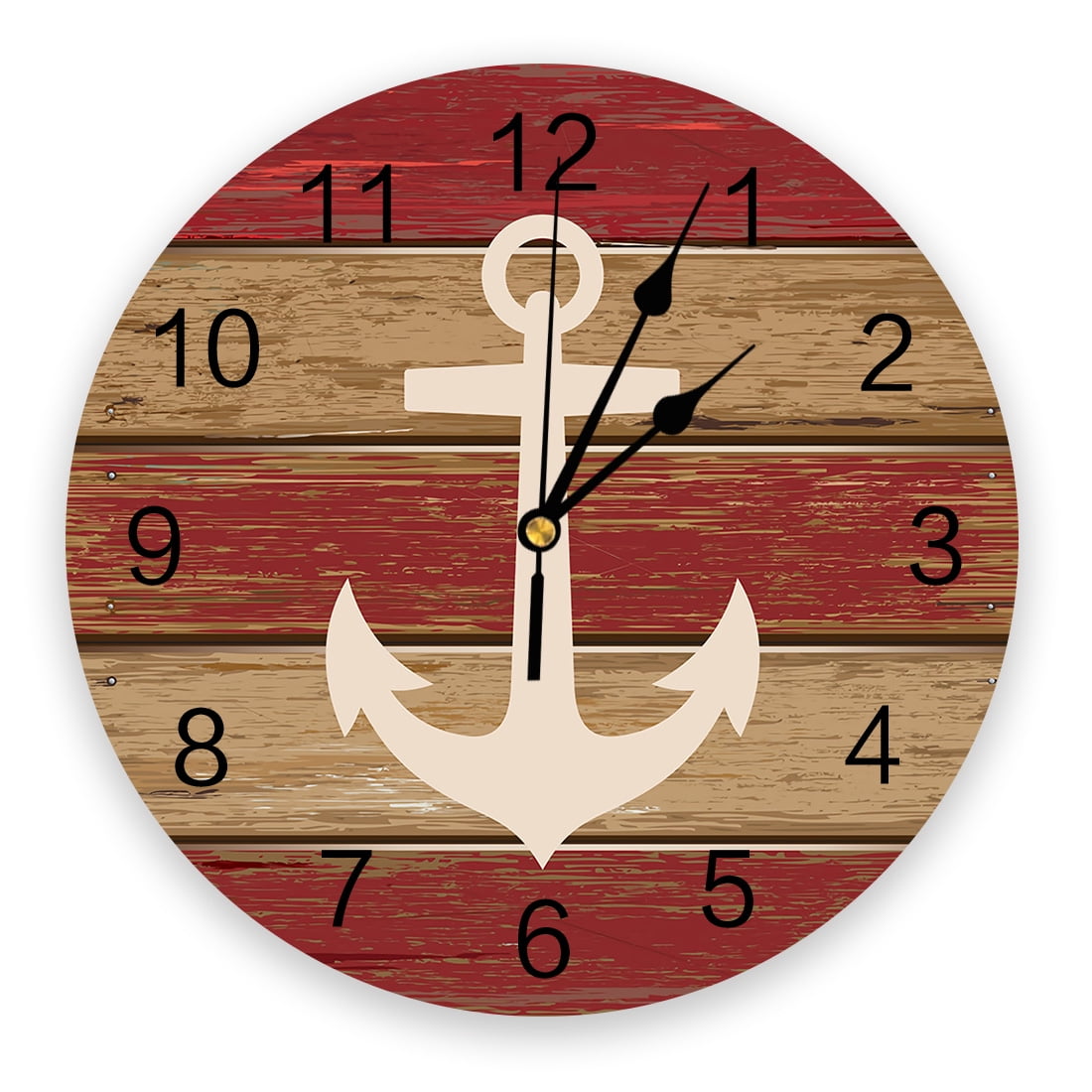 Anchor Red Stripes 3d Wall Clock Modern Design Farmhouse r Kitchen ...