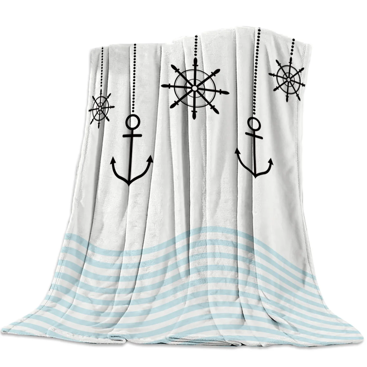 Anchor Ripple Pattern Flannel Throw Blankets rative Deep Sleep Cozy ...
