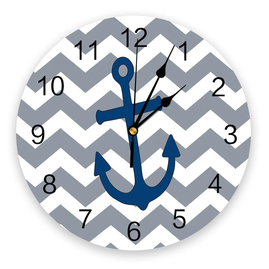 Anchor Ripple White Grey Wall Clocks Silent Home Cafe Office Wall Decor ...