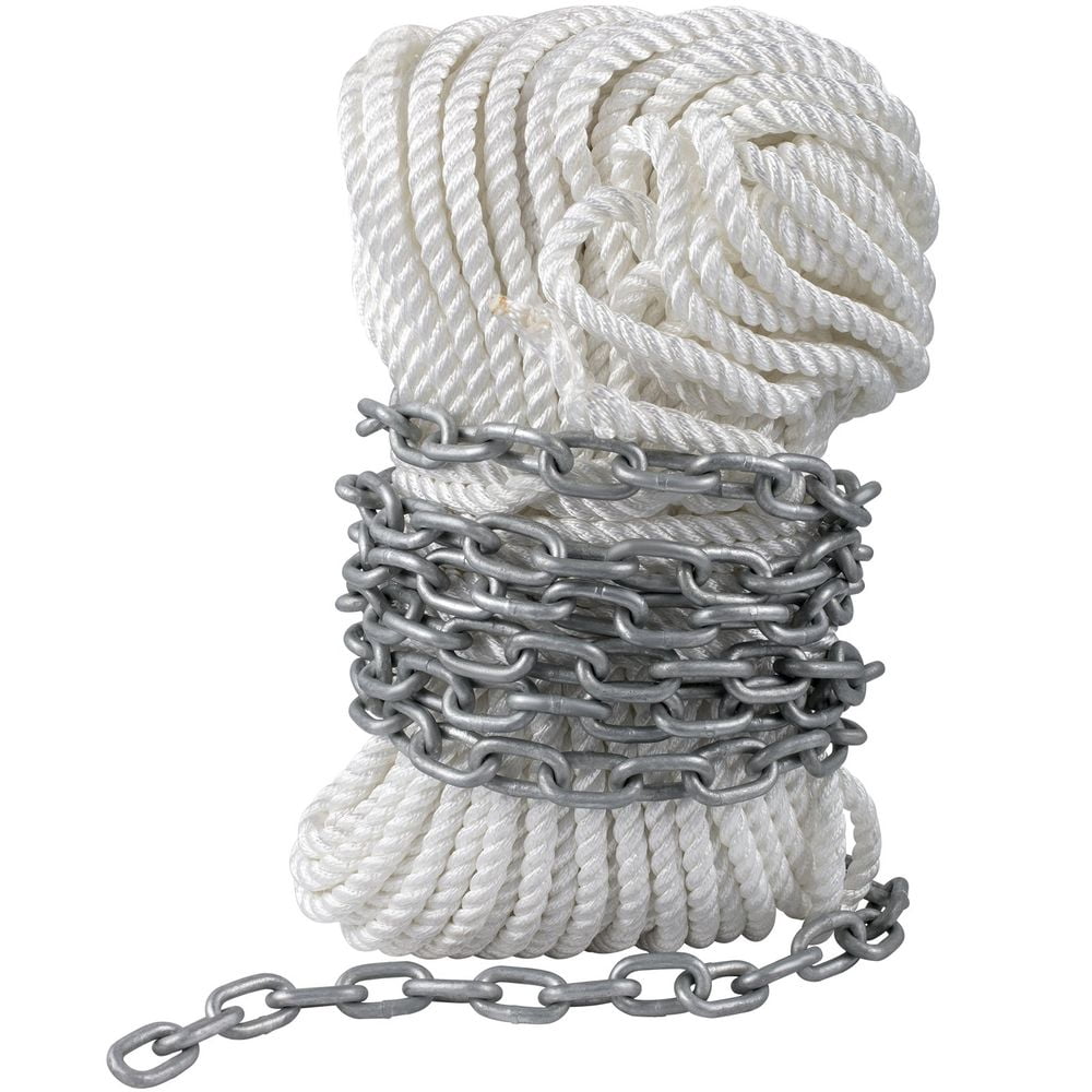Anchor Rode and Chain, 15' x 5/16" Boat Anchor Chain, 1/2" x 200' Nylon ...
