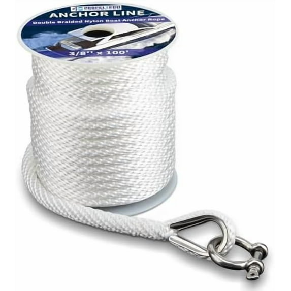 Anchor Rope Braided Anchor Line(White, 3/8" x 100') Premium Solid Braid ...