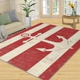Anchor Rug, Nautical Red White Stripes Area Rugs for Bedroom, Vintage ...