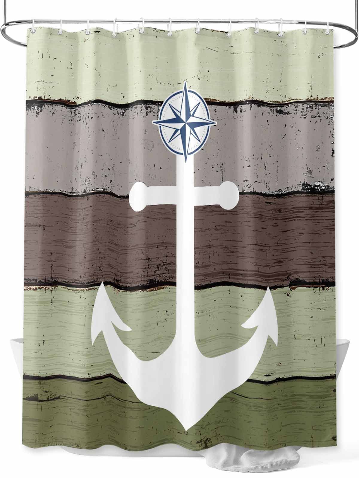 Anchor Shower Curtain Set with Hook Washable Cloth Polyester Fabric ...