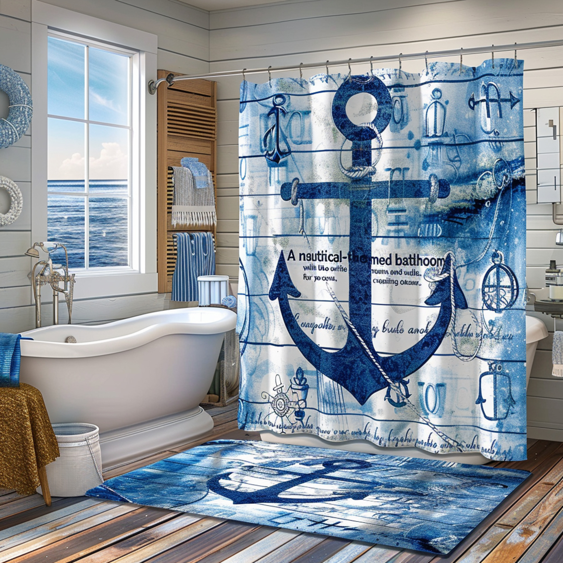 Anchor Shower Curtain Set Transform Your Bathroom with a Coastal Theme ...