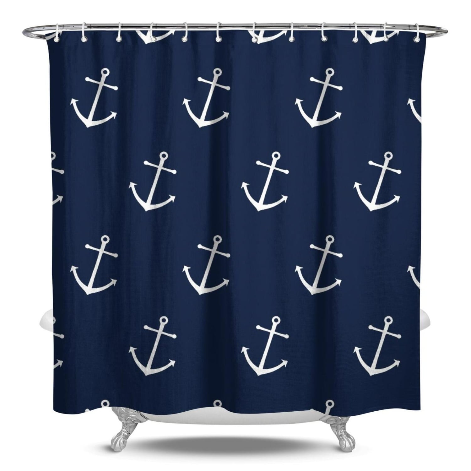 Anchor Shower Curtain Waterproof Fabric, Nautical Coastal Marine Sea ...