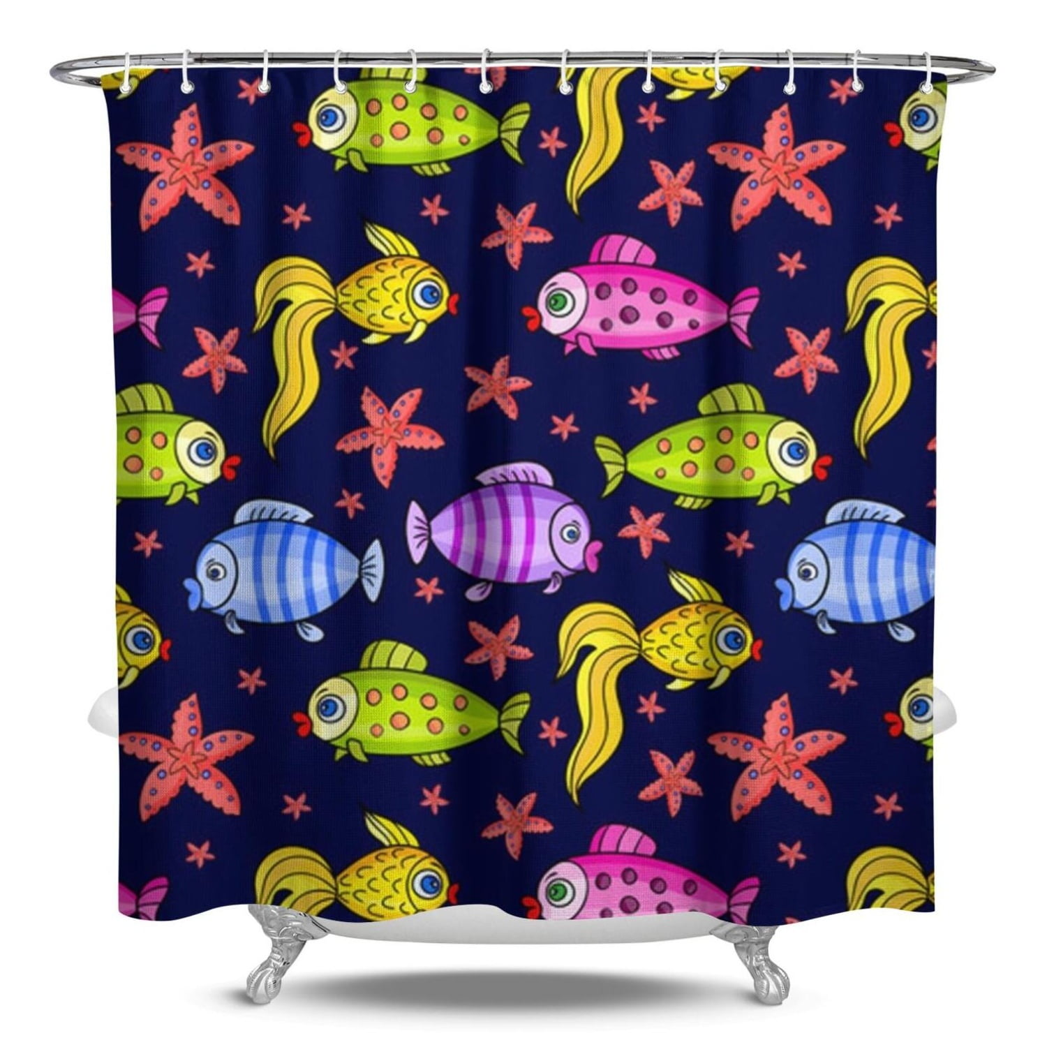 Anchor Shower Curtain Waterproof Fabric, Nautical Tropical Coral ...