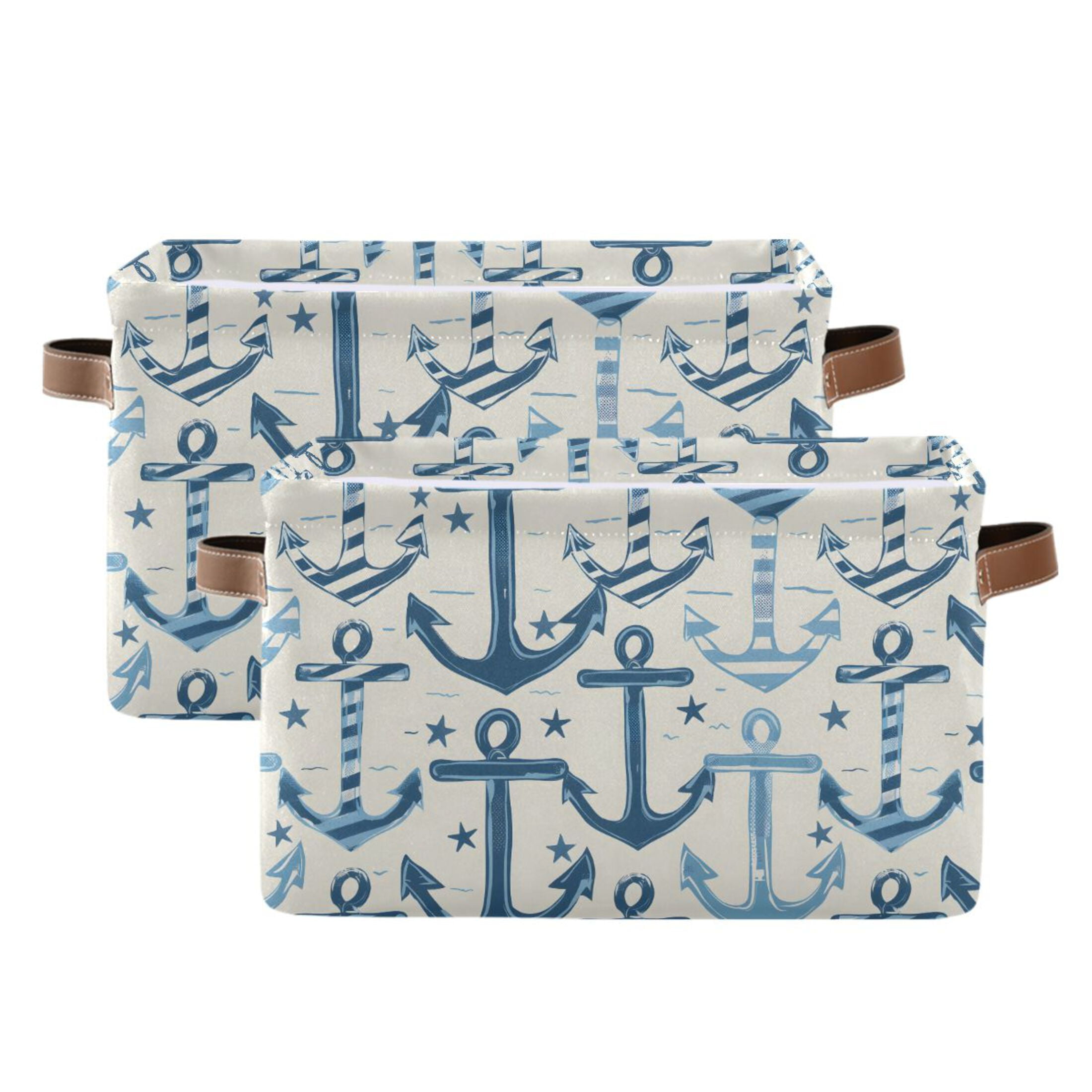 Anchor Star Storage Bins with Handle Fabric Organizer Basket Foldable ...