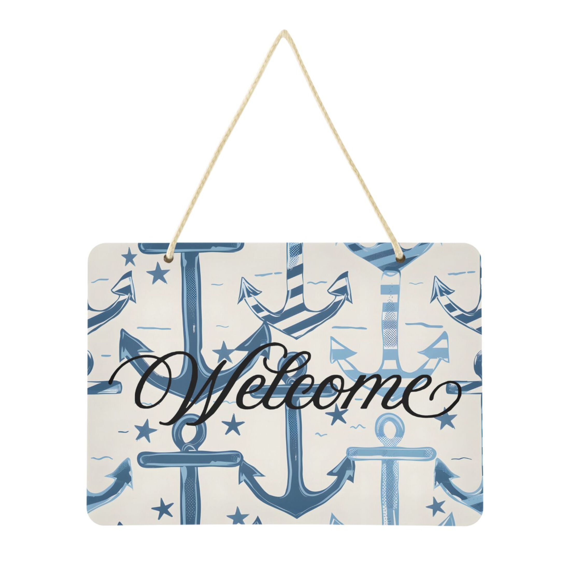 Anchor Star Welcome Sign Front Door PVC 14x10 inch Hanger Hello Sign ...