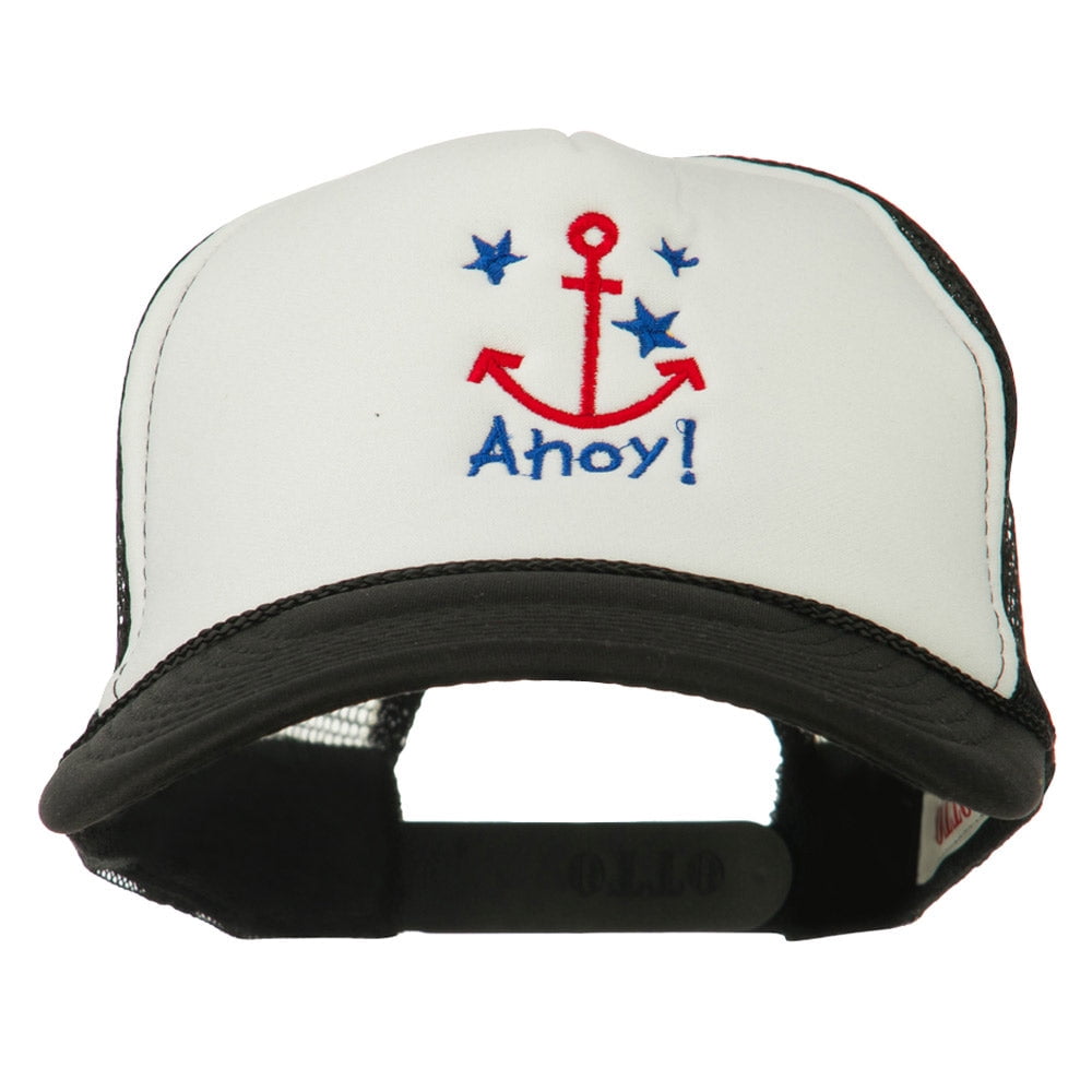 Anchor Stars Ahoy Embroidered Foam Mesh Back Cap - Black White OSFM ...
