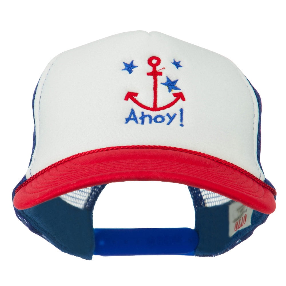 Anchor Stars Ahoy Embroidered Foam Mesh Back Cap - Red White Royal OSFM ...