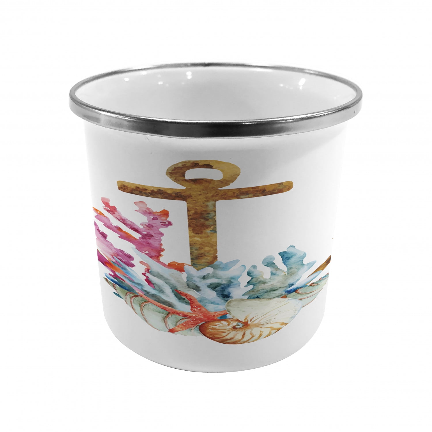 Anchor Steel Camping Mug, Corals Seaweed Nature Deep Sea Underwater ...