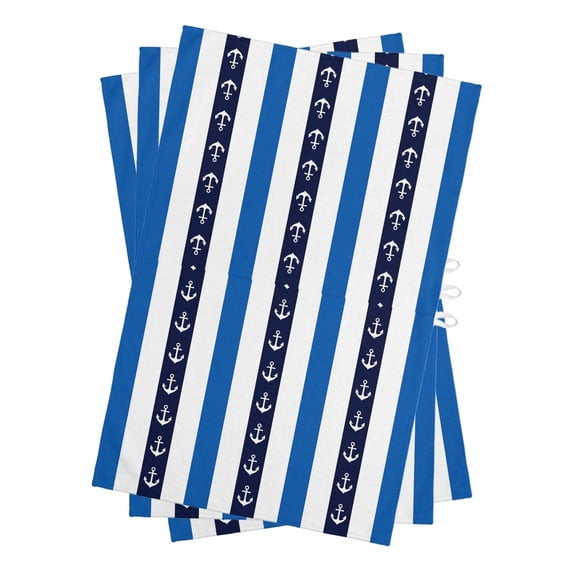 Anchor Stripe Kitchen Towels Set of 3, Water Absorbent Dish Towel, Navy ...