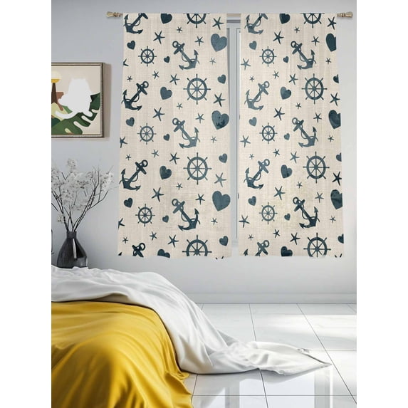 Anchor Summer Ocean Sheer Curtains 2 Panels Set Abstract Starfish ...