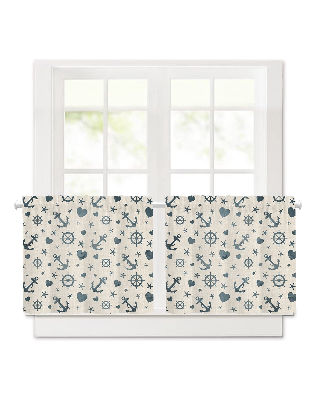 Anchor Summer Ocean Short Blackout Curtains 30 Inch Long,Abstract ...
