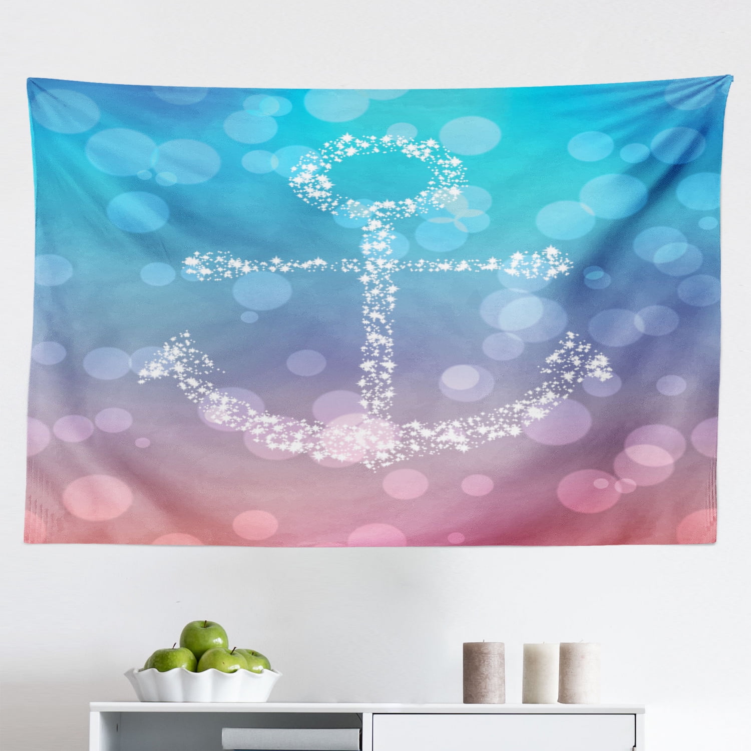 Anchor Tapestry, Nautical Print with Anchor Lifeboys and Rudder Captain ...