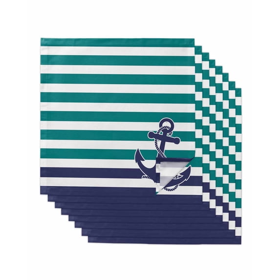 Anchor Teal Cloth Napkins Set of 8 Reusable Dinner Napkins, Modern Navy ...