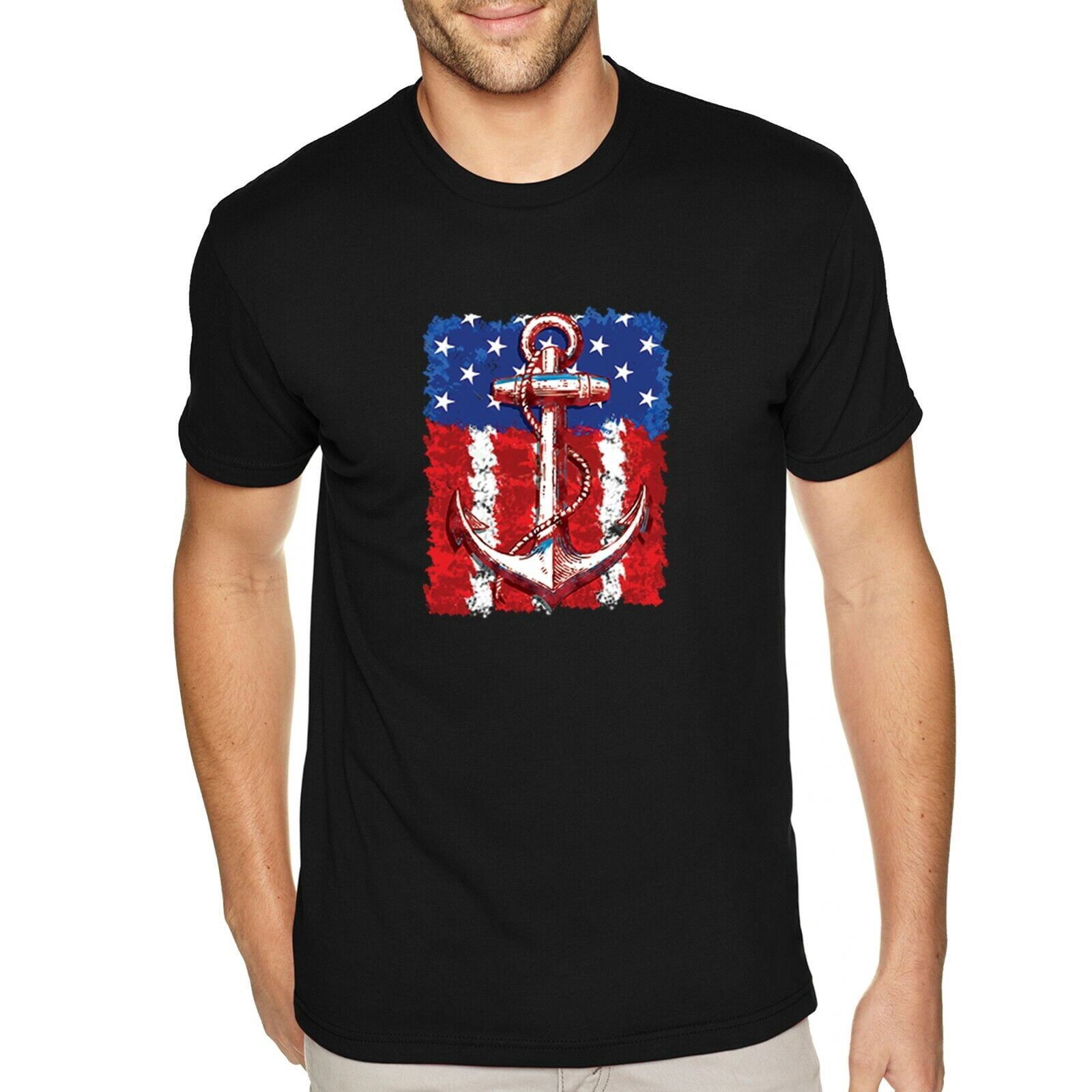 Anchor USA Flag T-shirt American Sail Navy Marine Naval Military Tshirt ...