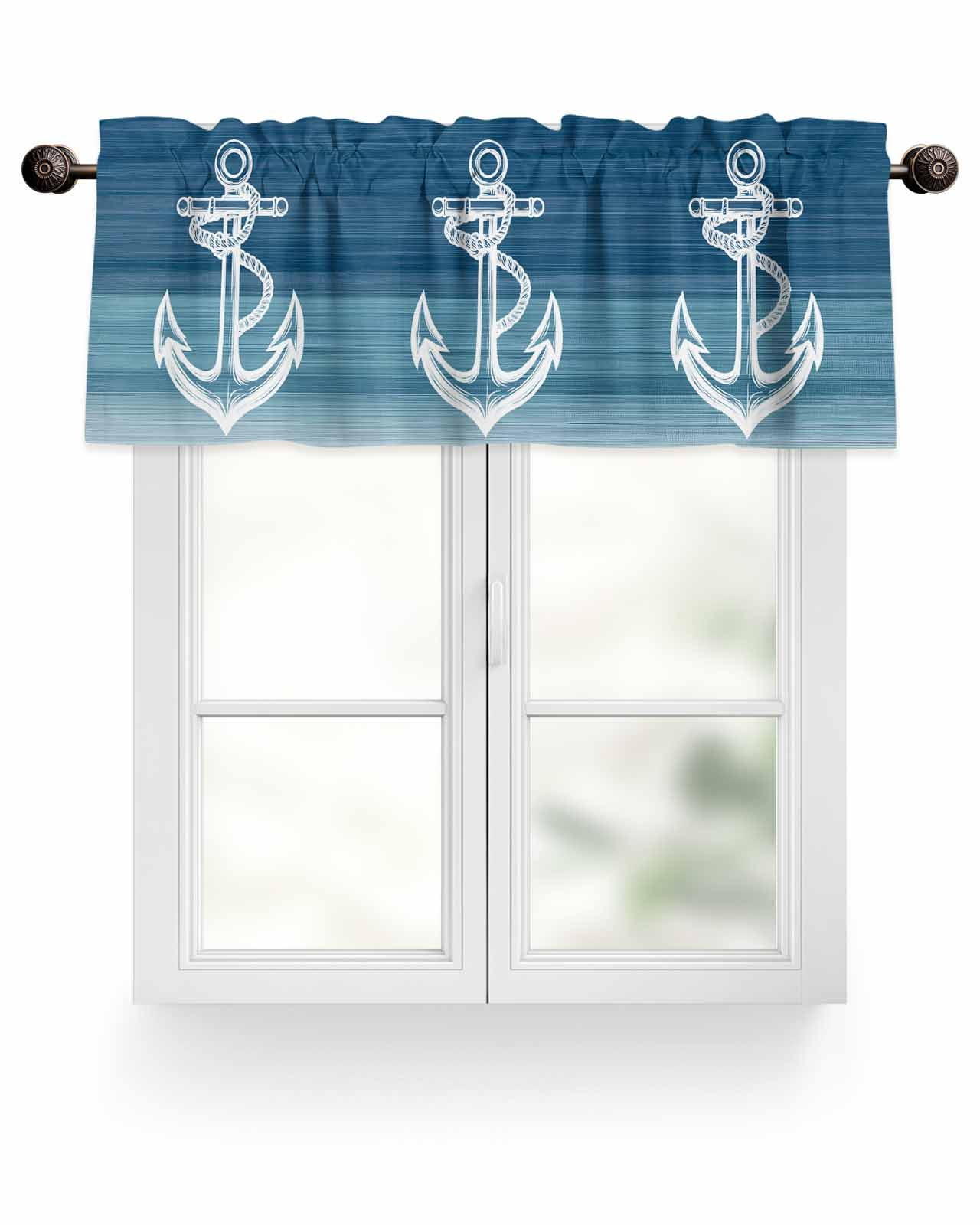 Anchor Valances for Windows Blue Gradient Lines Ocean Nautical Valance ...