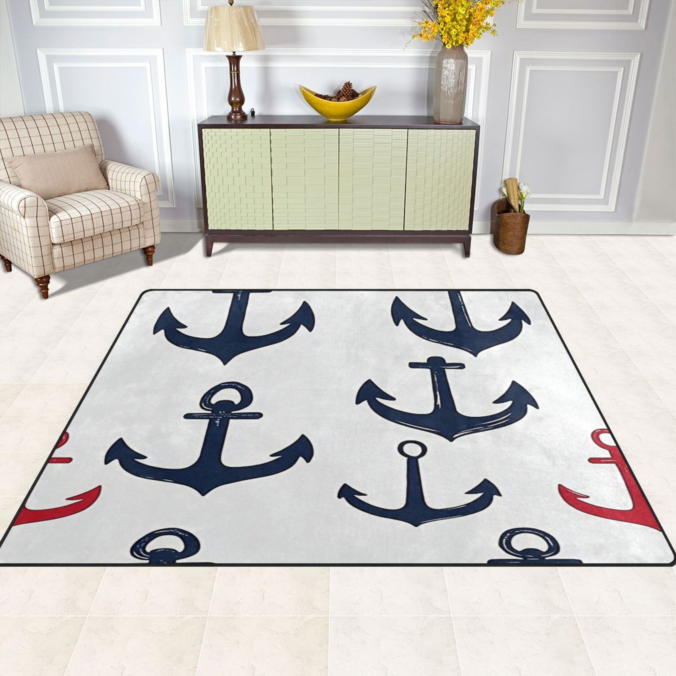 Anchor Variety Design 80''x58'' Extra Large Plush Memory Foam Rug, Soft ...