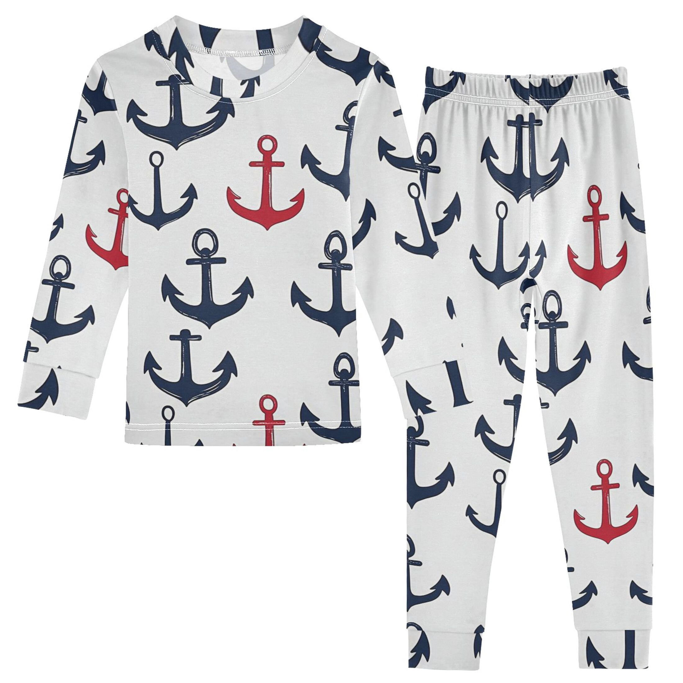 Anchor Variety Design Cotton Pajamas 2 Piece Set Sleepwear Soft and ...