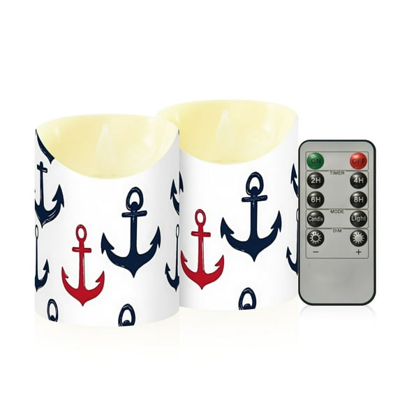Anchor Variety Design Flameless Candles 2 PCS with Remote Realistic ...