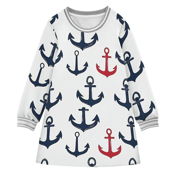 Anchor Variety Design Girls'long-sleeved dress Thickened A-dress Warm ...