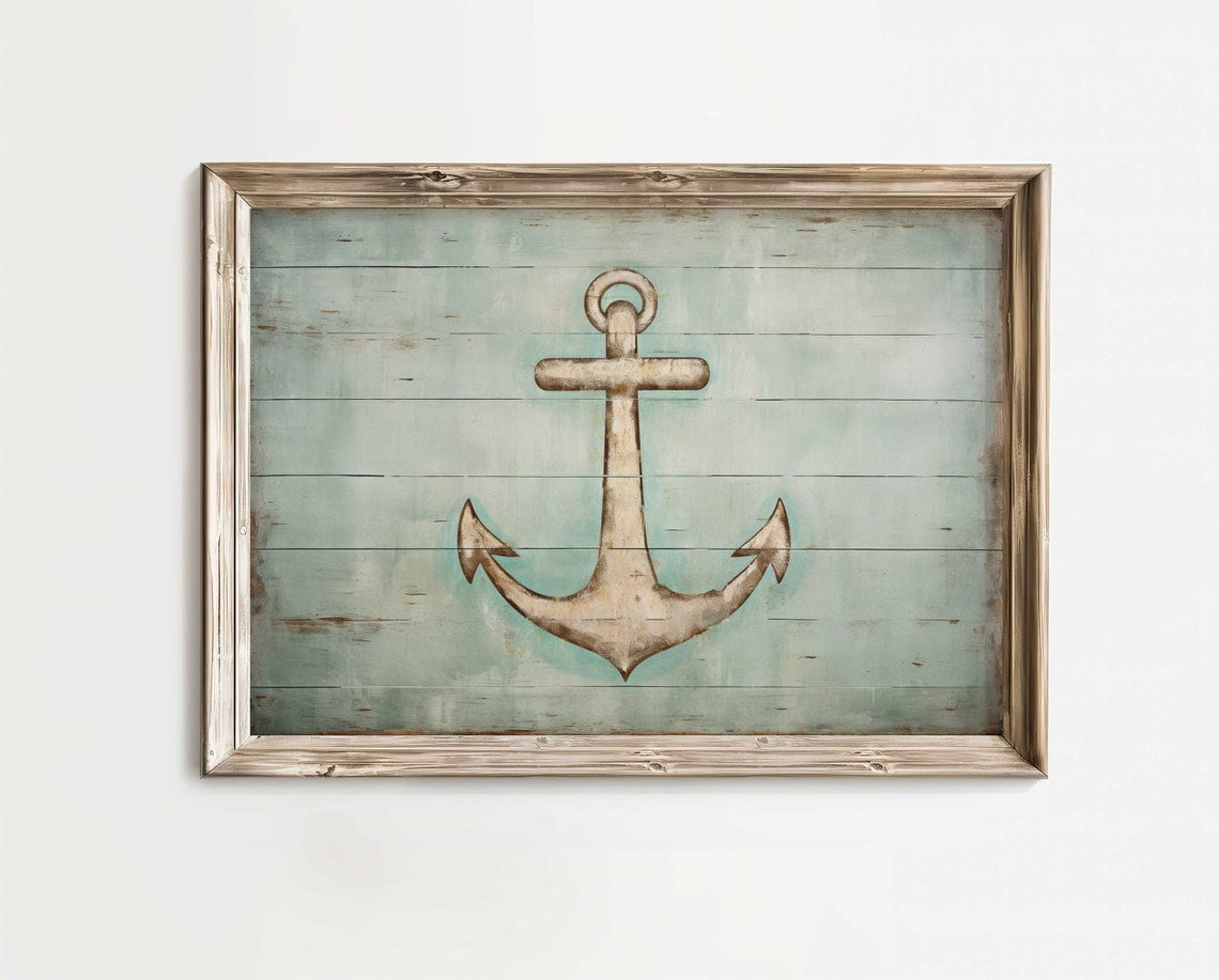 Anchor Wall Decor, Nautical Wall Art, Maritime Painting, Rustic Wall ...