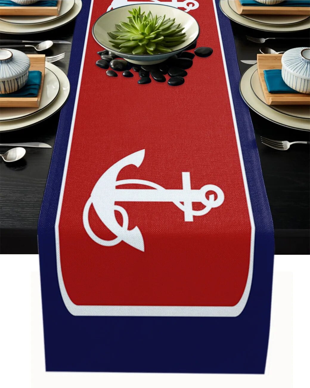 Anchor Watercolour Art Table Runner Home Kitchen Dining Table Decor ...