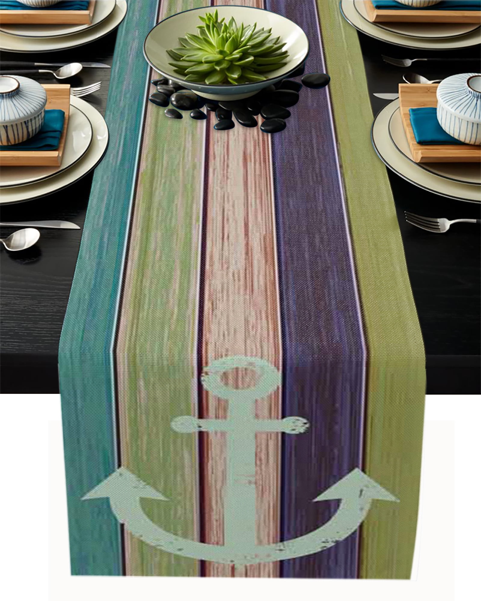 Anchor Watercolour Art Table Runner Home Kitchen Dining Table r ...