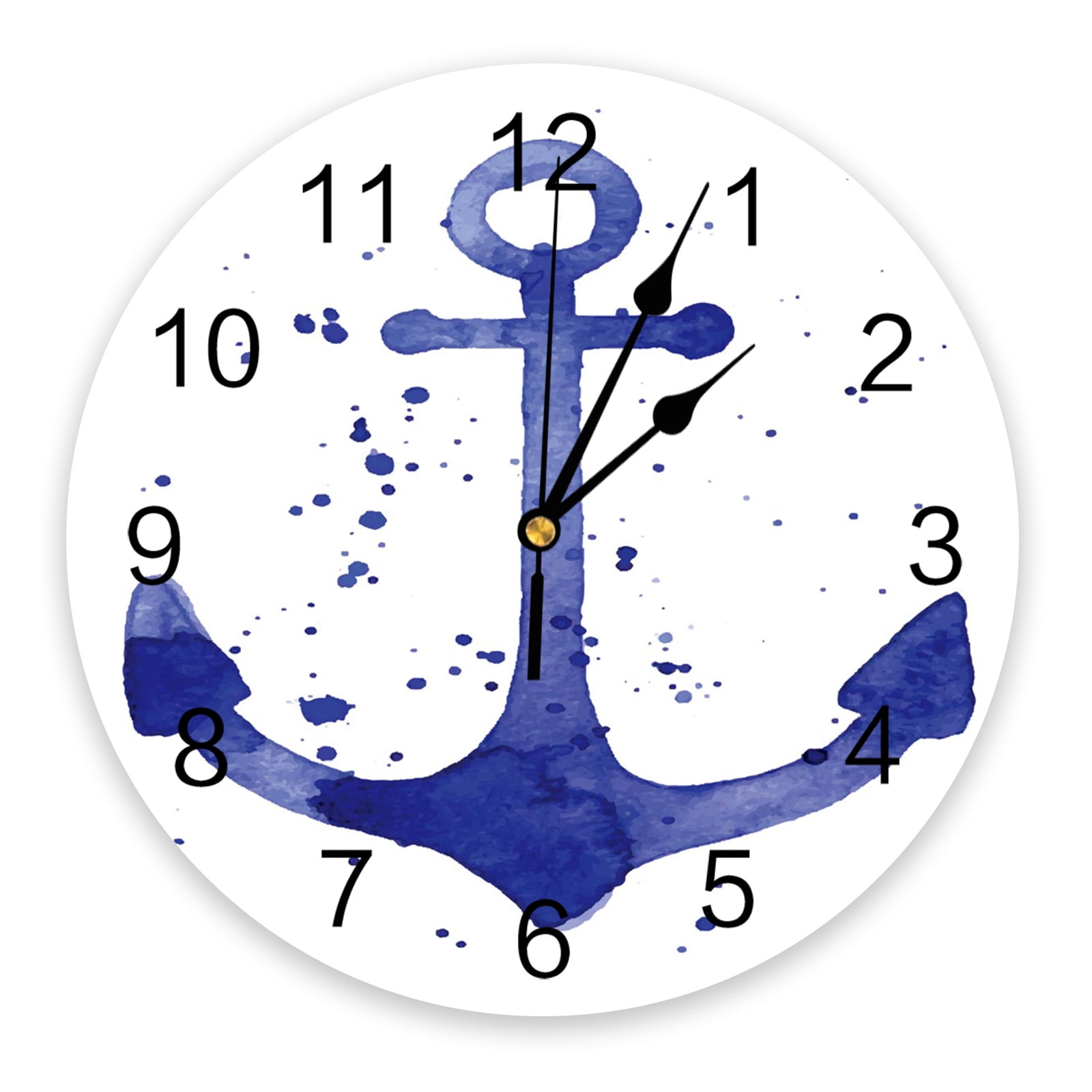 Anchor Watercolour Art Wall Clock Home r Silent Wall Clock Modern ...