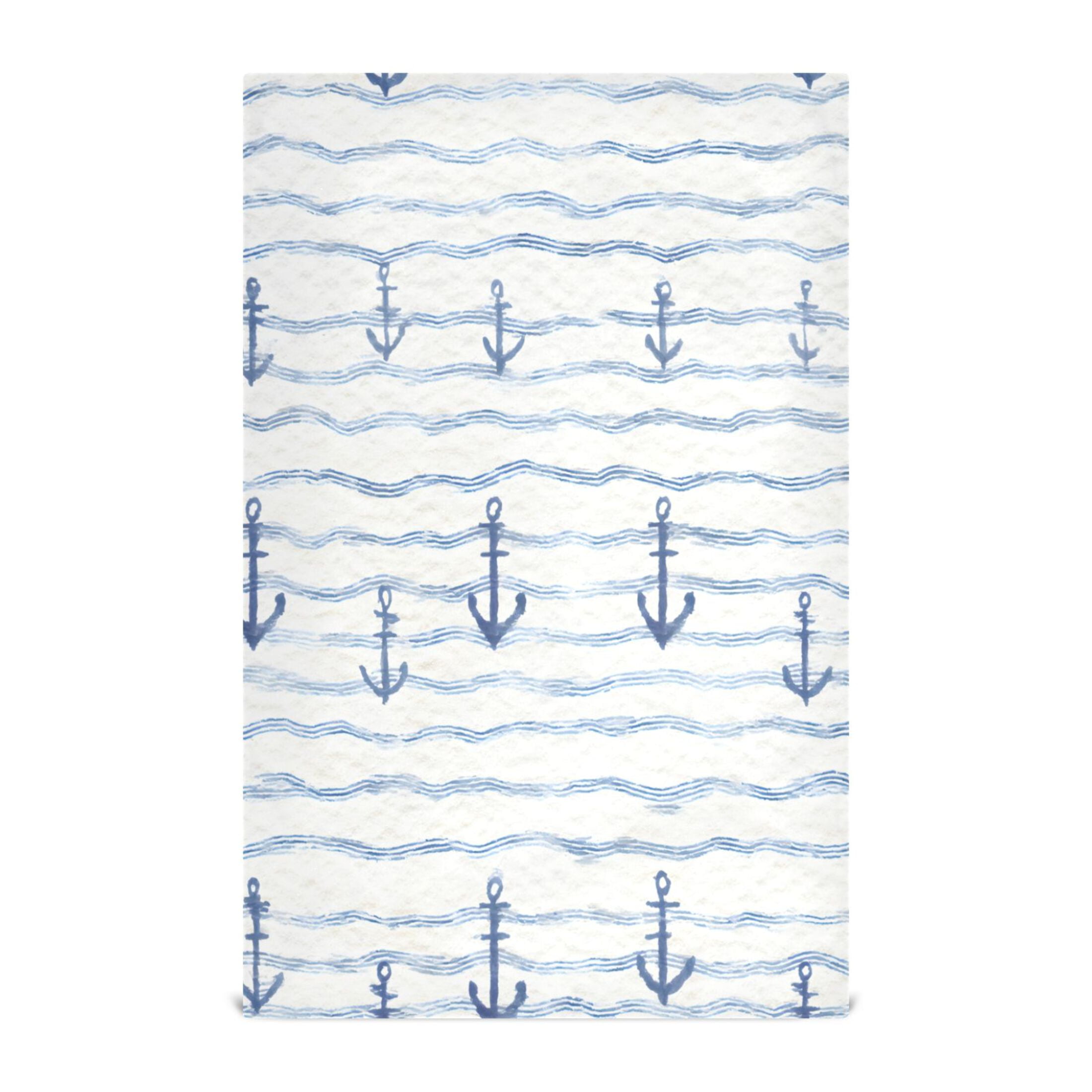 Anchor Wave Design Kitchen Towels Dishcloth Decorative Waffle Towels ...