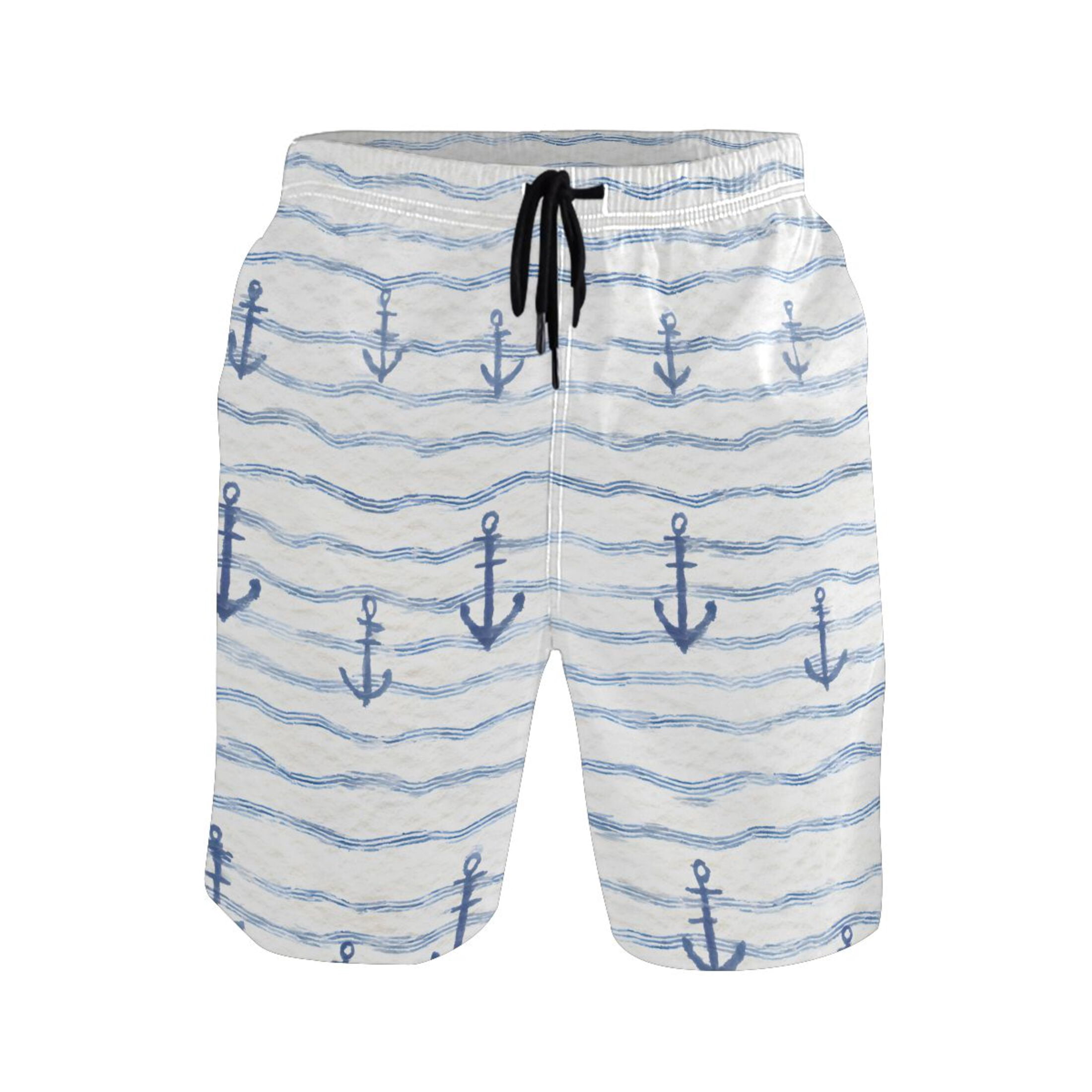 Anchor Wave Design Mens Swim Trunks Quick Dry Board Shorts Breathable ...