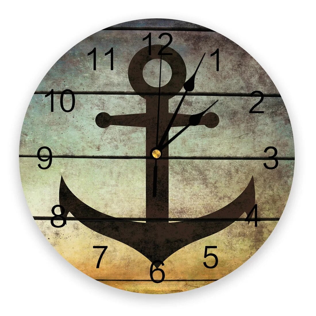 Anchor With Wooden Texture Wall Clocks Silent Home Cafe Office Wall ...