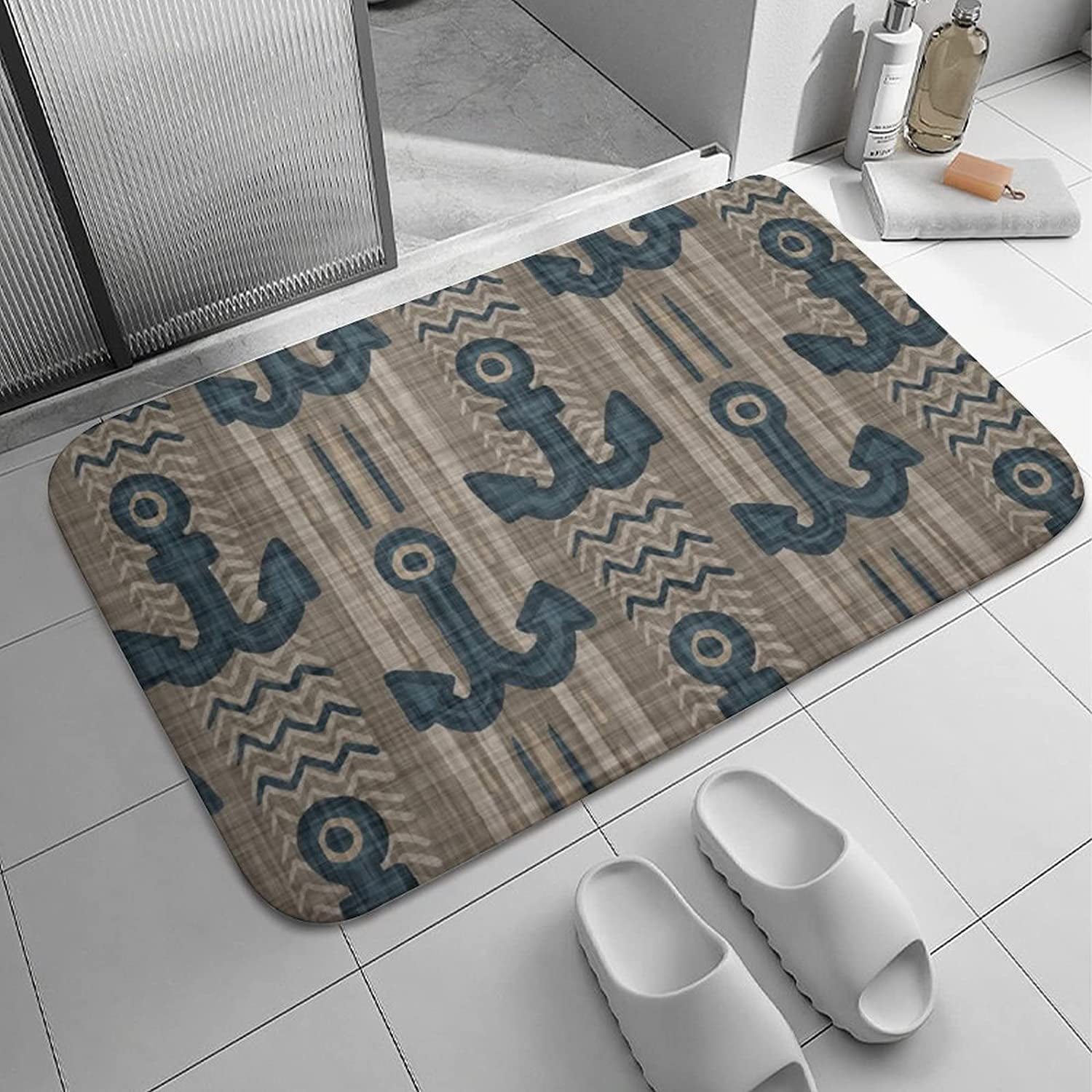 Anchor Wooden Summer Nautical Welcome Mat Porch Funny Doormat Home ...