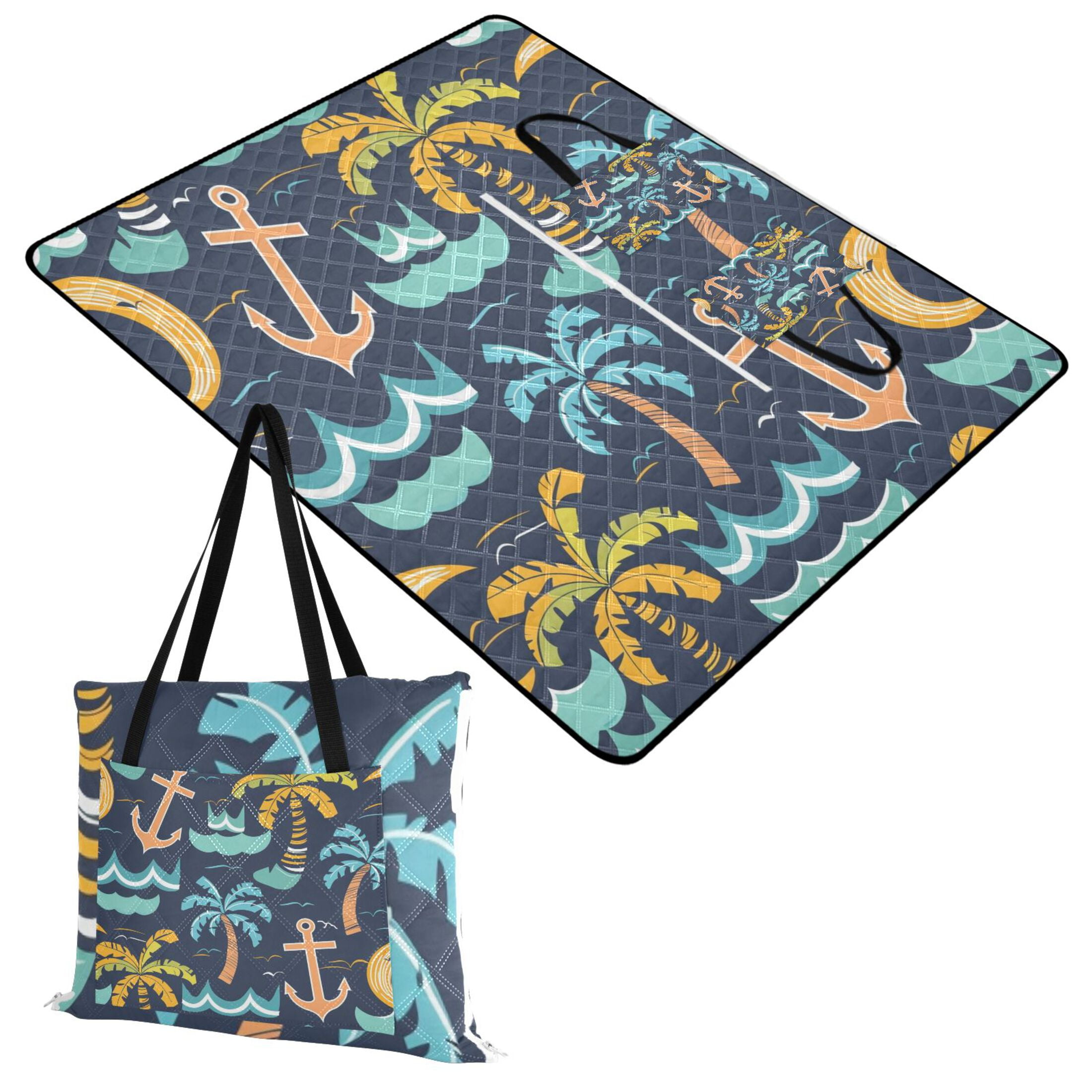 Anchor and Coconut Palm Extra Large Picnic Beach Blanket Waterproof ...