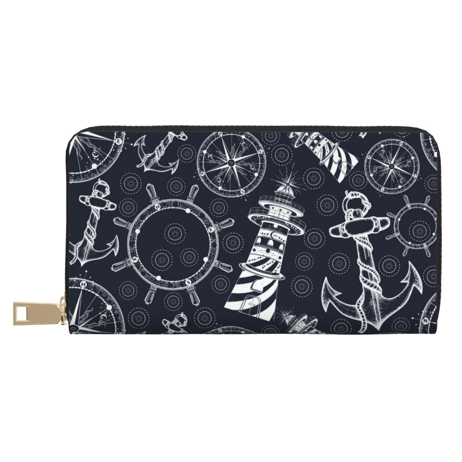 Anchor and Lighthouse Wallet Women, Leather Bifold Multi Card Wallet ...