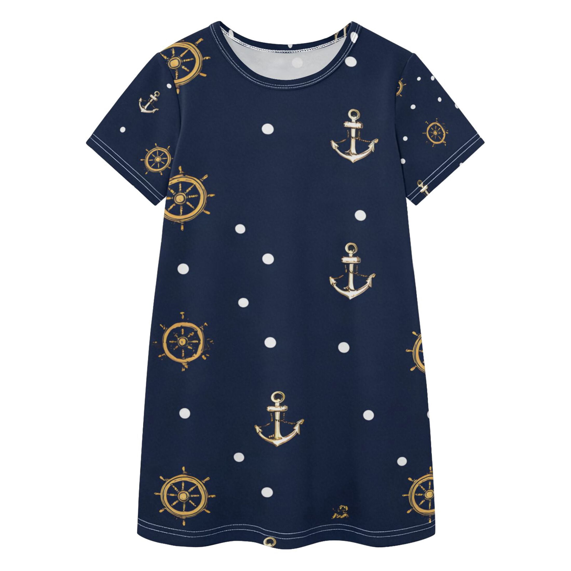 Anchor and Rudder Girls' Casual Dresses Short Sleeve Cotton Dress for ...