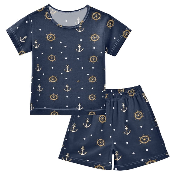 Anchor and Rudder Summer Pajama Set Soft Cotton Short Sleeve Sleepwear ...